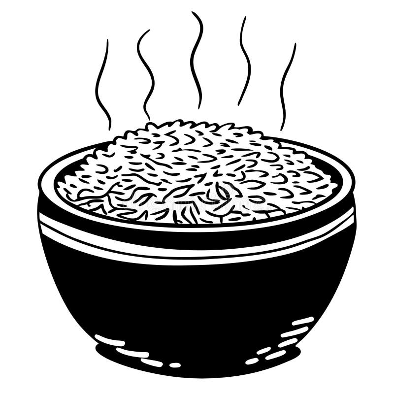 Steaming Rice Bowl Vector Illustration for Kitchen Decor and Food ...