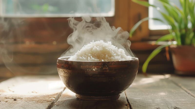 Steaming Rice, Rice is Cooked, Retro or Old Style Stock Illustration ...