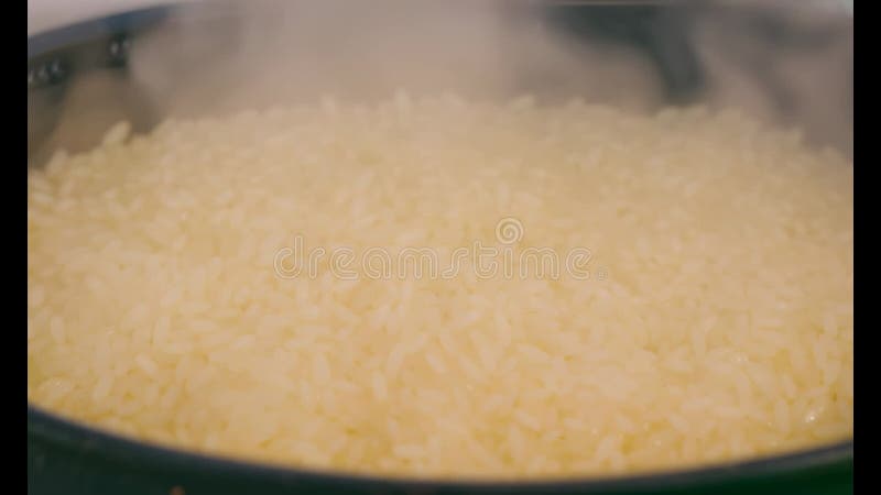 Close Up of Rice Boiling in Pot Stock Video - Video of cook, heat ...