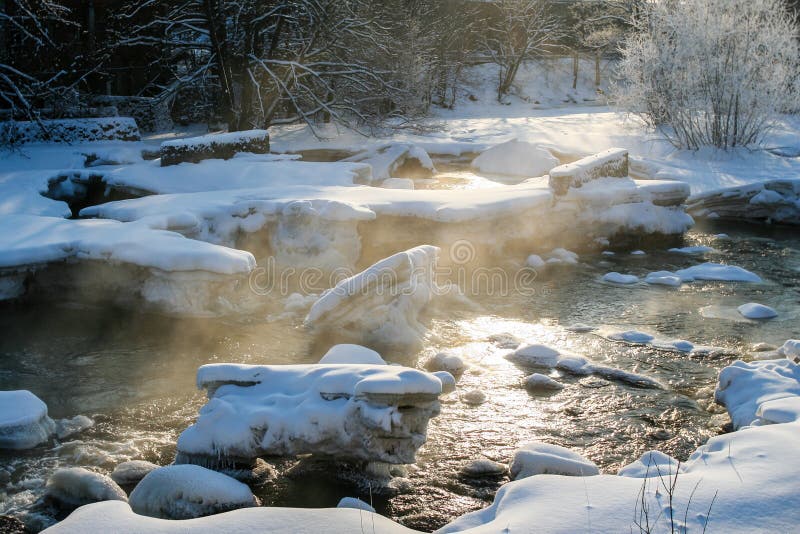 Steaming River on a Cold Winter Day Stock Photo - Image of snow, nature ...