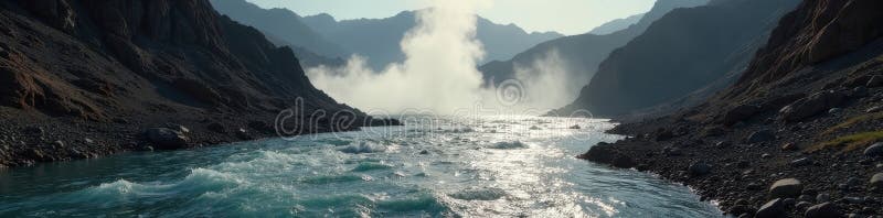 Steaming River, Volcanic Backdrop, Dinosaur Tracks , Reptile, Dinosaur ...