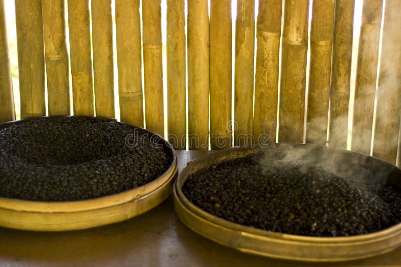 Steaming Roasted Coffee Beans Stock Photo - Image of wood, bean: 5635256