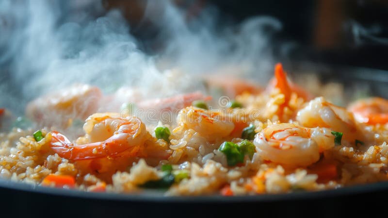 Steaming Shrimp Fried Rice Delicious Dish Stock Illustration ...