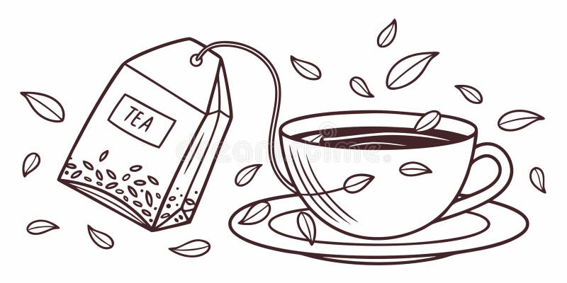 Steaming Tea Cup with Tea Bag, Abstract Elements, Warmth, Vector Design ...