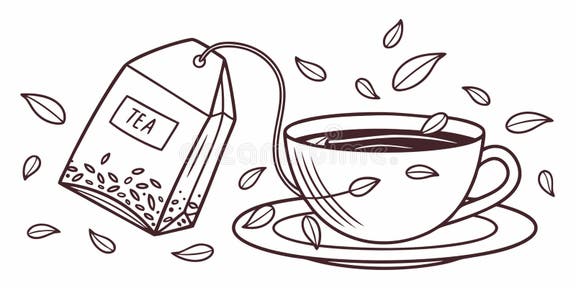 Steaming Tea Cup with Tea Bag, Abstract Elements, Warmth, Vector Design ...