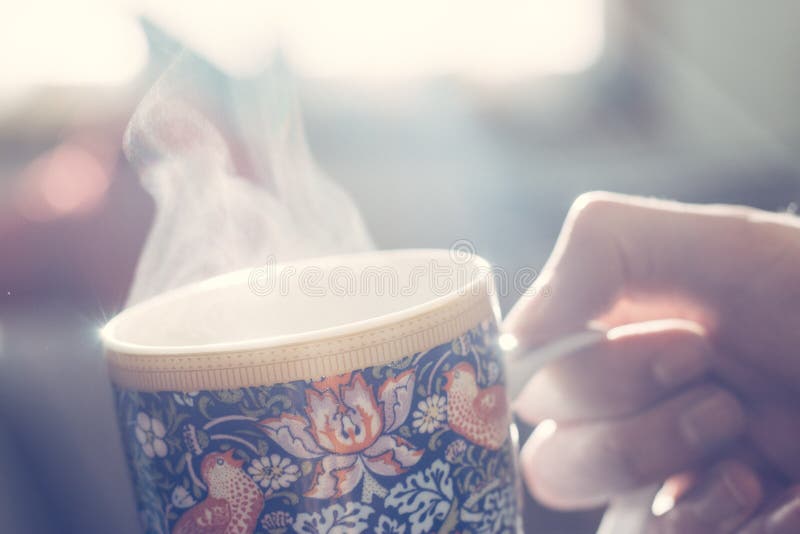 Steaming Tea Cup and Sunlight, Warm-up in Winter Stock Photo - Image of ...