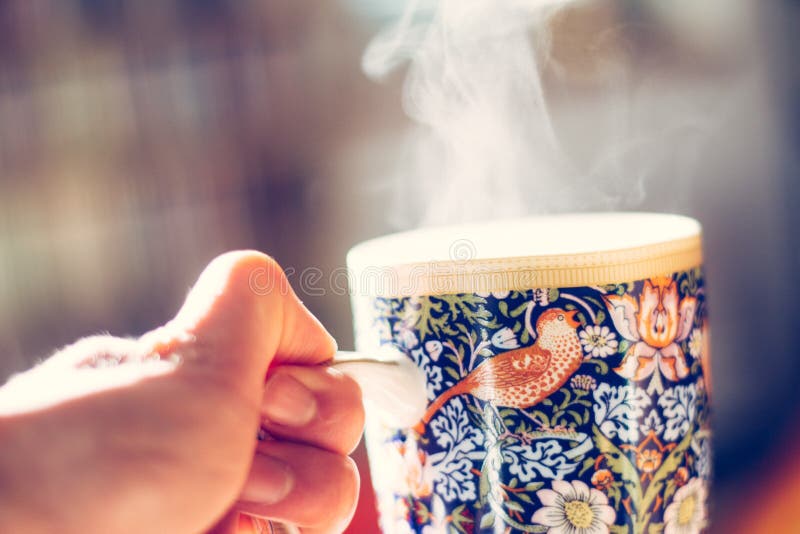 Steaming Tea Cup and Sunlight, Warm-up in Winter Stock Photo - Image of ...