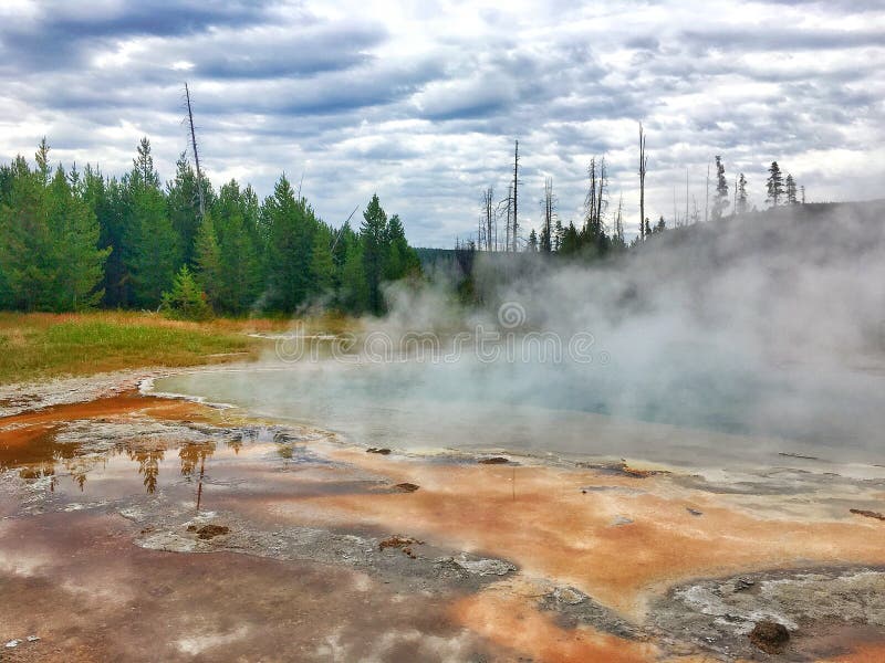Steaming Thermals at Yellowstone Park Stock Image - Image of volcanic ...