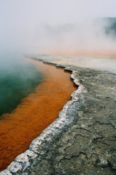 Steaming volcanic lake stock image. Image of carbon, acidic - 8558449