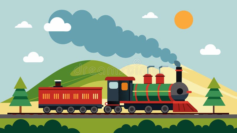 A Steampowered Train Chugging Along Its Engine Fueled by the Burning of ...