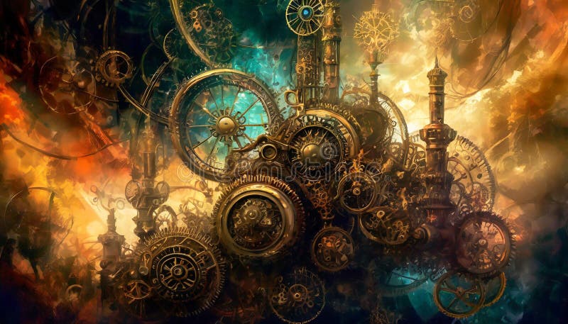 Steampunk Abstract Background with Gears Stock Illustration ...