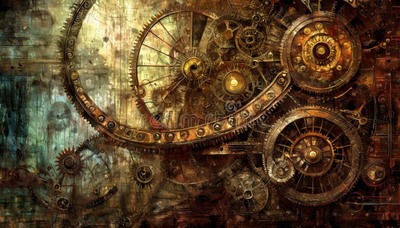 Steampunk Abstract Background with Gears Stock Illustration ...