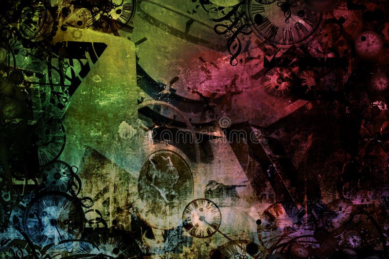 Steampunk Abstract Colorful Industrial Machines Background Stock ...