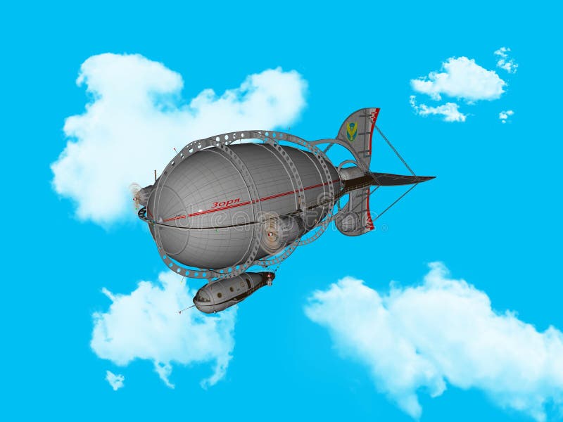 Steampunk Airship Zeppelin Macine Stock Illustration - Illustration of ...