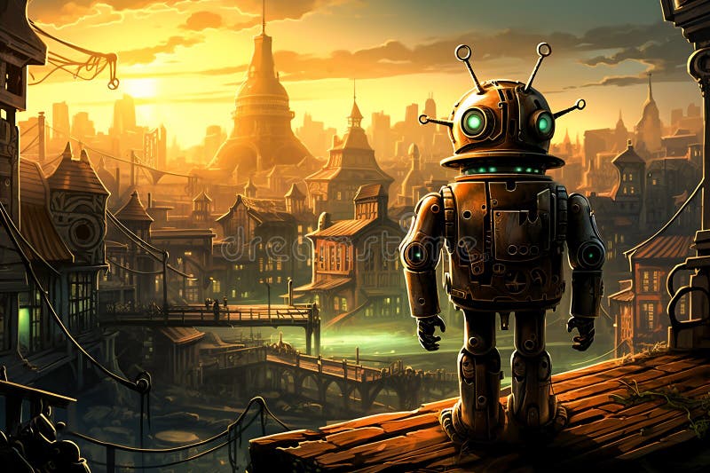 Steampunk Android. AI Generated Image. Stock Illustration ...