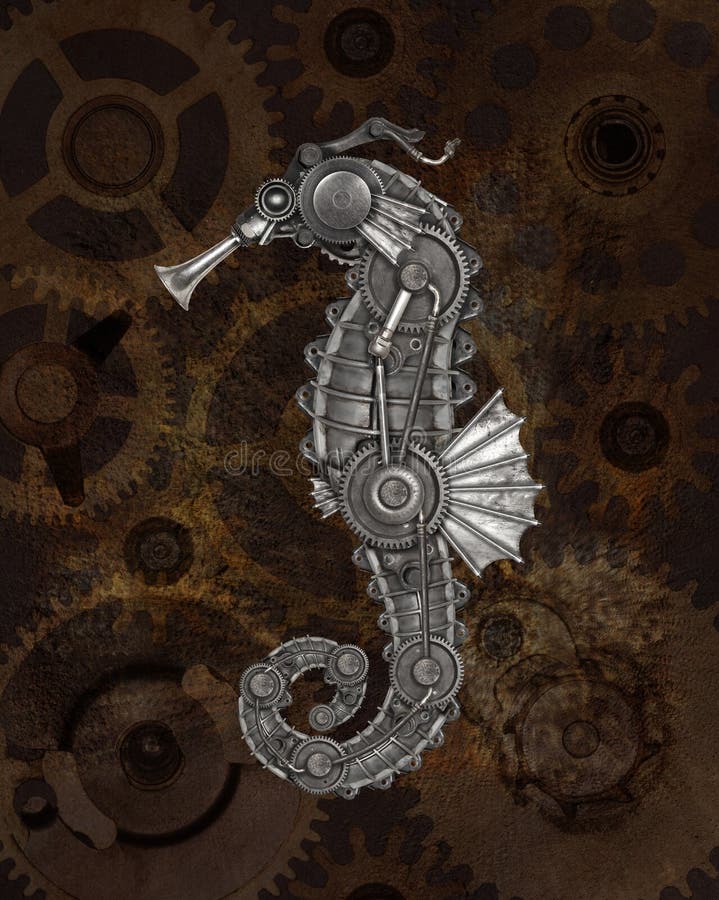 Steampunk-Art Seahorse stockfoto. Bild von begrifflich - 97786282