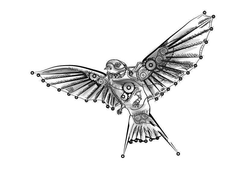 Mechanical Bird Tattoo Designs