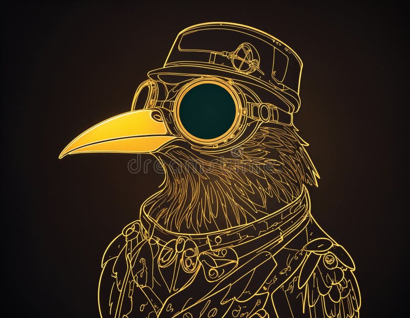 Steampunk Bird Wearing Goggles, Glowing Outline - Generated by Ai Stock ...
