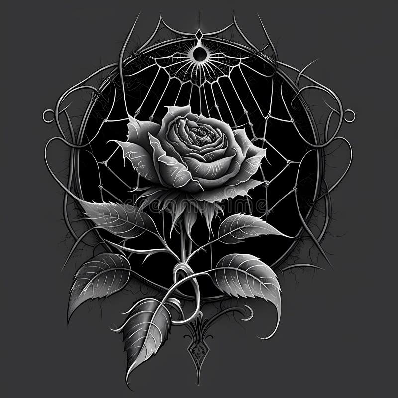 A Steampunk Black and White Rose Stock Illustration - Illustration of ...