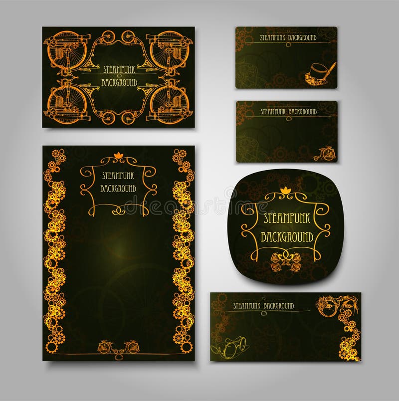 Steampunk Blank Pack Holiday Party Edwardian Victorian Style. Vector ...