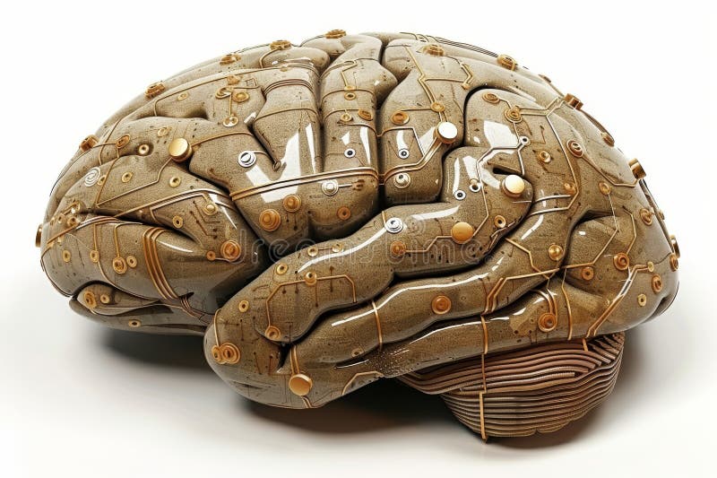 Steampunk Brain Model with Intricate Gears and Circuits, Blending ...