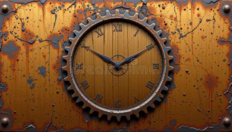 Steampunk Brass Metal Gradient with Rust and Bronze Blend, Gear Edge ...