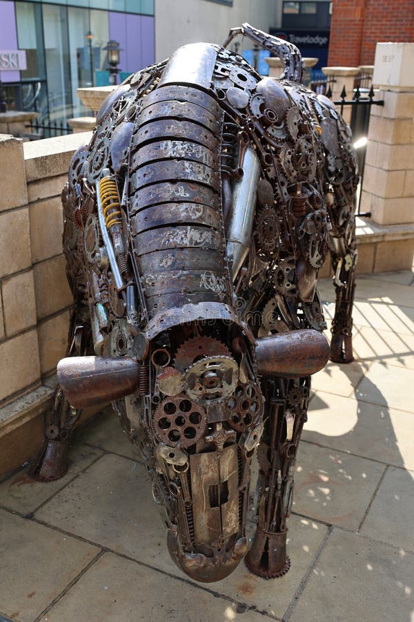 Steampunk Bull Sculpture at Royal Windsor Shopping Centre Editorial ...