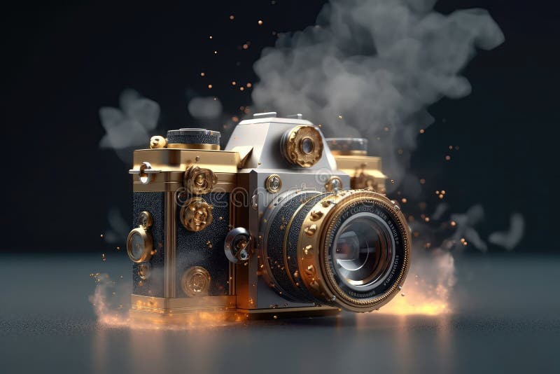 Steampunk Camera on Smoky Grey Background. Generative AI Stock ...