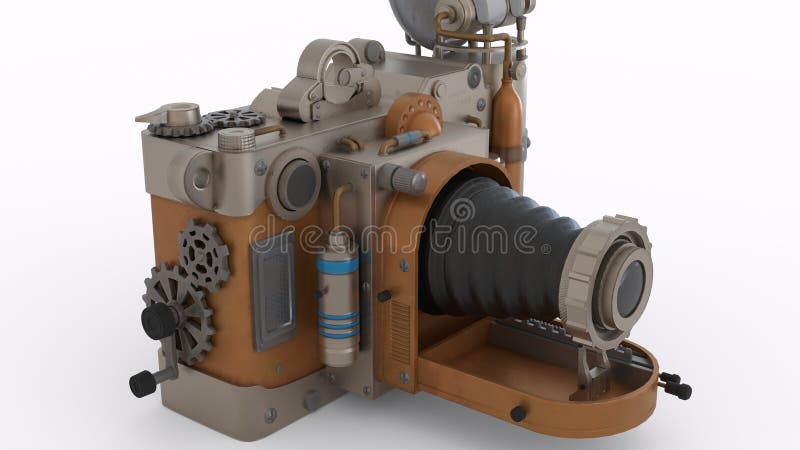 Steampunk Camera with White Background Stock Illustration ...