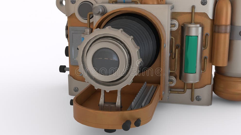 Steampunk Camera with White Background Stock Illustration ...