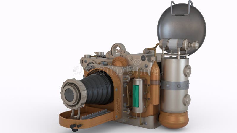 Steampunk Camera with White Background Stock Illustration ...