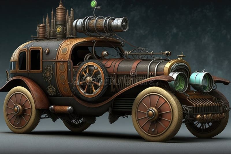 Steampunk Car Art Futuristic Design. Generative AI Stock Illustration ...