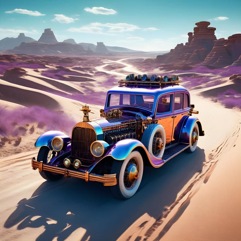 Steampunk Car in the Desert Stock Image - Image of mountain, desert ...