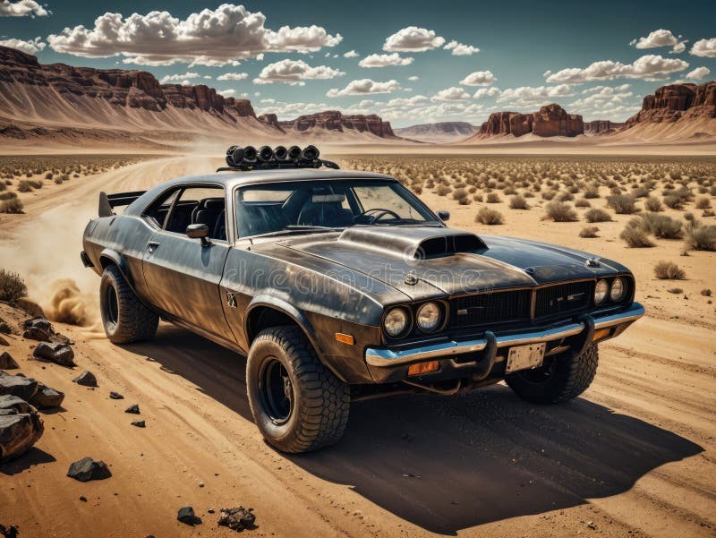 A Steampunk Car in the Desert Stock Photo - Image of steampunk ...