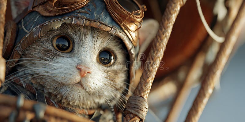 Steampunk Cat Adorable Kitten in Goggles Stock Illustration ...