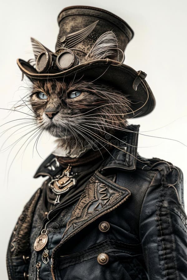 Steampunk Cat in Goggles and Vintage Attire Portrait Stock Photo - Image of retro, whimsical ...