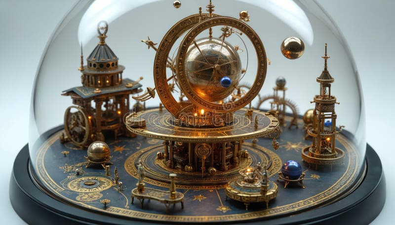 Steampunk Celestial Orrery with Intricate Clockwork Planet Mechanism ...