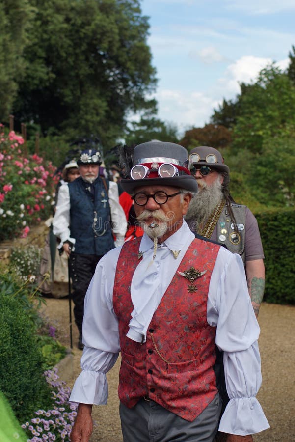 Steampunk Characters in the Castle Garden Editorial Photography - Image ...