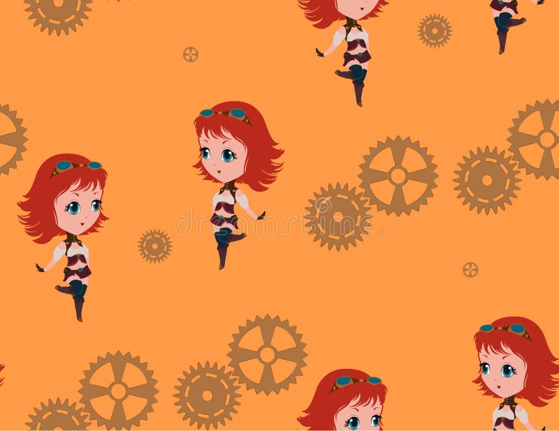 Steampunk Chibi ilustración del vector. Ilustración de muchacha - 129511747