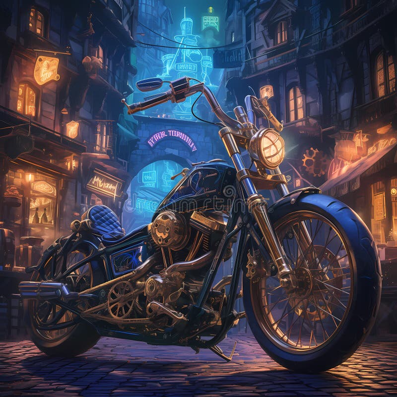 Steampunk Chopper Motorcycle - a Journey through Time Stock ...