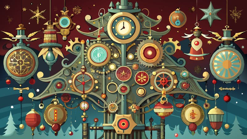 Steampunk Christmas Tree. Creative Metal Tree with Crazy Ornaments and ...