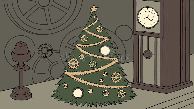 Steampunk Christmas Tree. Morphing Zoom-in Video of Steampunk Christmas ...