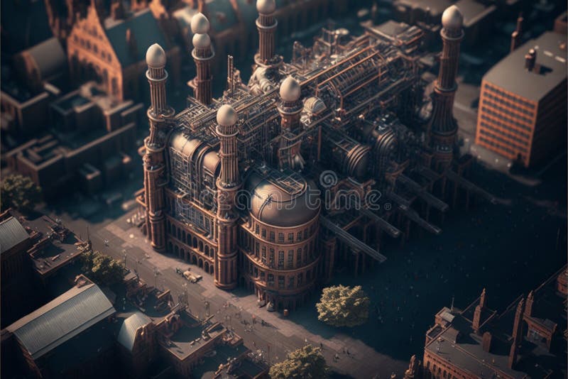 Steampunk City Aerial View, Aviator, Generative Ai Stock Illustration ...