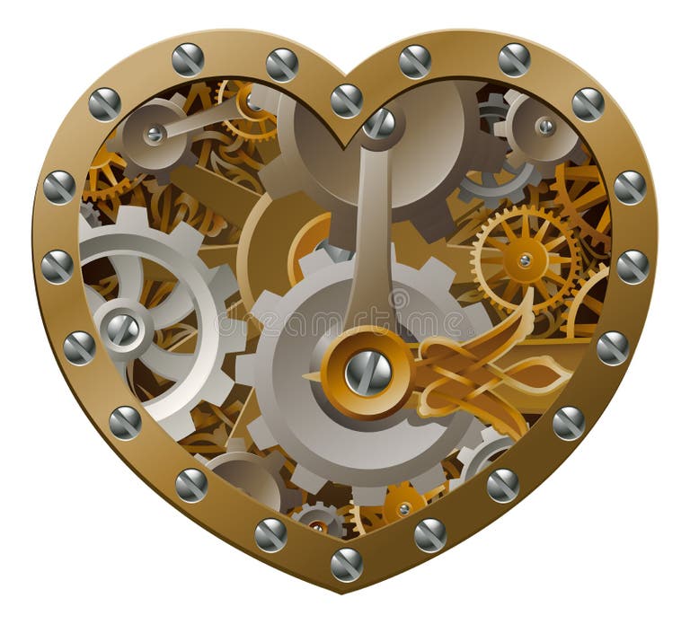 Steampunk clockwork heart stock vector. Illustration of machine - 39459907