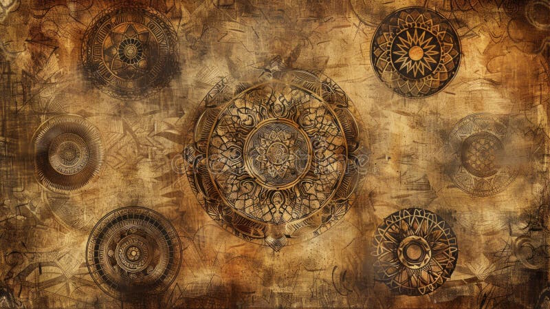 Steampunk Cogs and Mandalas on Vintage Background Stock Photo - Image ...