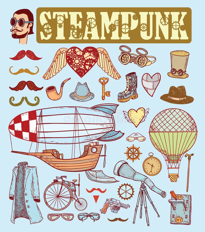 Steampunk Collection, Hand Drawn Vector Illustration Stock Vector ...