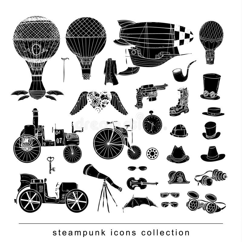 Steampunk Collection, Hand Drawn Vector Illustration Stock Vector ...