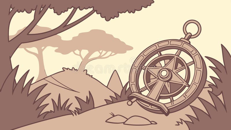 Steampunk Compass in Lush Forest, Mechanical Nature, Vector Design ...