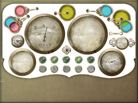 Steampunk Control Panel Isolated Selection Stock Image - Image of aged ...