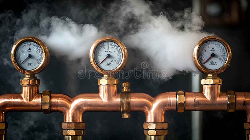 Steampunk Copper Pipe System with Steam, Gauges, and Modern Heating ...